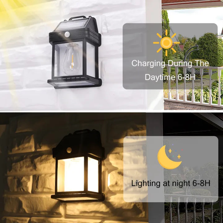 Solar Outdoor Wall Lamp, IP65 Waterproof Vintage Style Solar Light ...